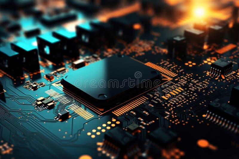 Motherboard with Electronic Components. Powerful Processor. Development ...