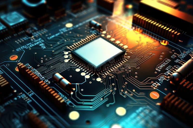 Motherboard with Electronic Components. Powerful Processor. Development ...