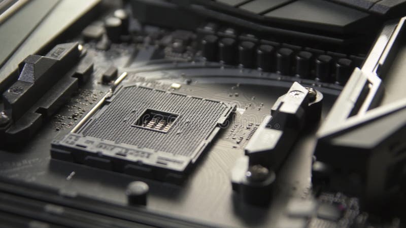 Motherboard with Empty Processor Socket Stock Footage - Video of chip ...