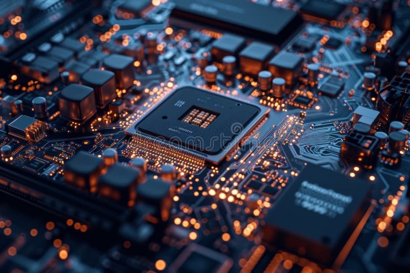 A Motherboard Featuring Intricate Electronic Components and a Powerful ...