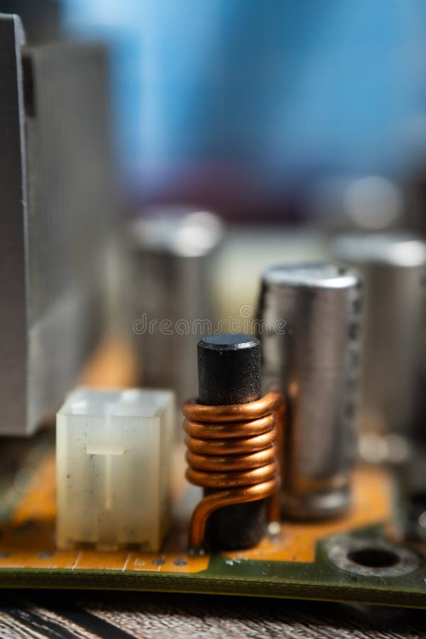 MOtherboard Ferrite Rings and Capacitors Stock Image - Image of ...