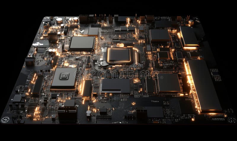 Motherboard Glowing Circuitry Components Intricate Design Modern ...