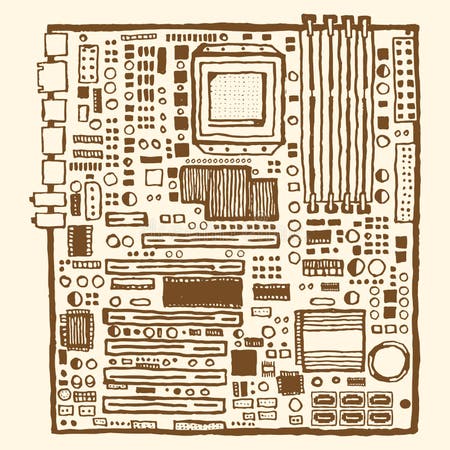 Motherboard Hand Drawn Pen and Ink Stock Vector - Illustration of ...