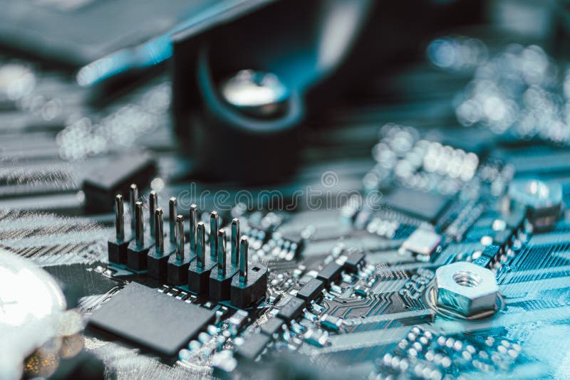 Motherboard Hardware Close-up on Desktop PC Stock Photo - Image of ...