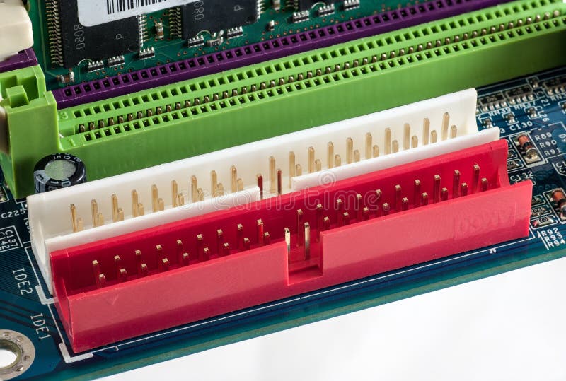 Motherboard - IDE Slots Closeup, Macro Stock Photo - Image of computer ...