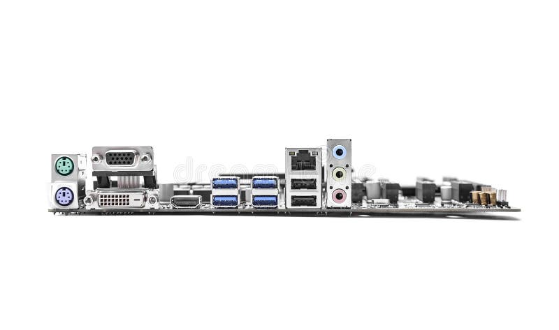 Back Panel Connectors of the Modern Computer Motherboard Stock Photo ...