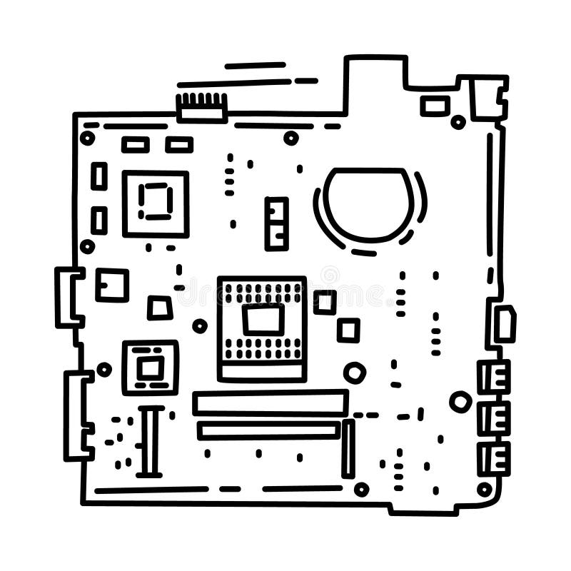 Motherboard Laptop Icon. Doodle Hand Drawn or Outline Icon Style Stock ...