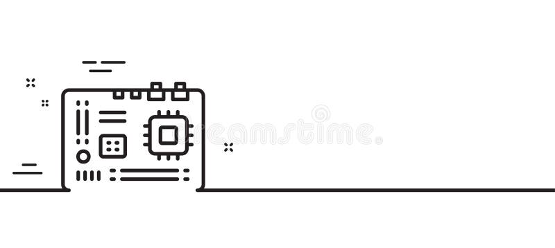 Motherboard Line Icon. Computer Component Hardware Sign. Minimal Line ...
