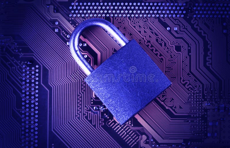 Motherboard Lock, Electronic Data Protection Concept, Stock Photo ...