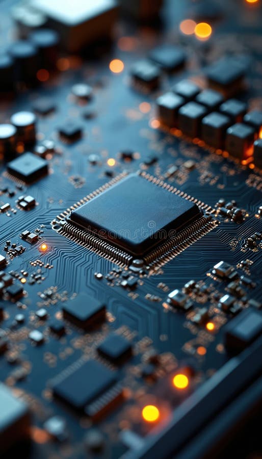 Motherboard Microchip Electronic Circuit Board Close-up. Advanced CPU ...