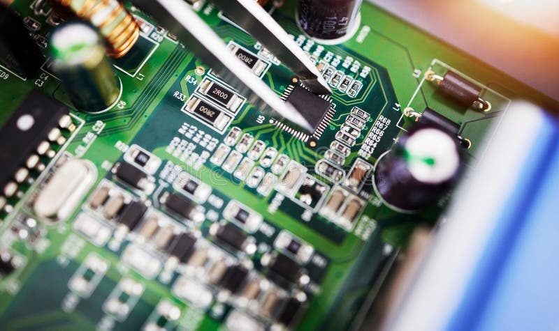 Motherboard Microchip Engineering Closeup Electric Maintenance Circuit ...