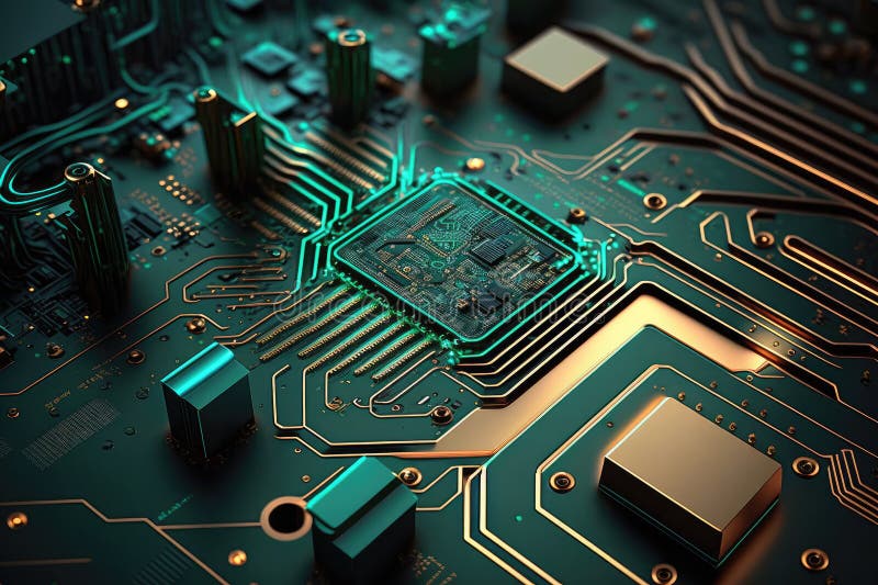 The Motherboard of a Modern Computer Stock Illustration - Illustration ...