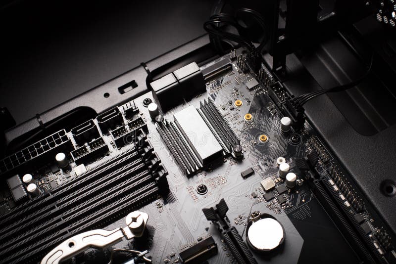 Motherboard of Modern Desktop Computer in Unit. Stock Image - Image of ...