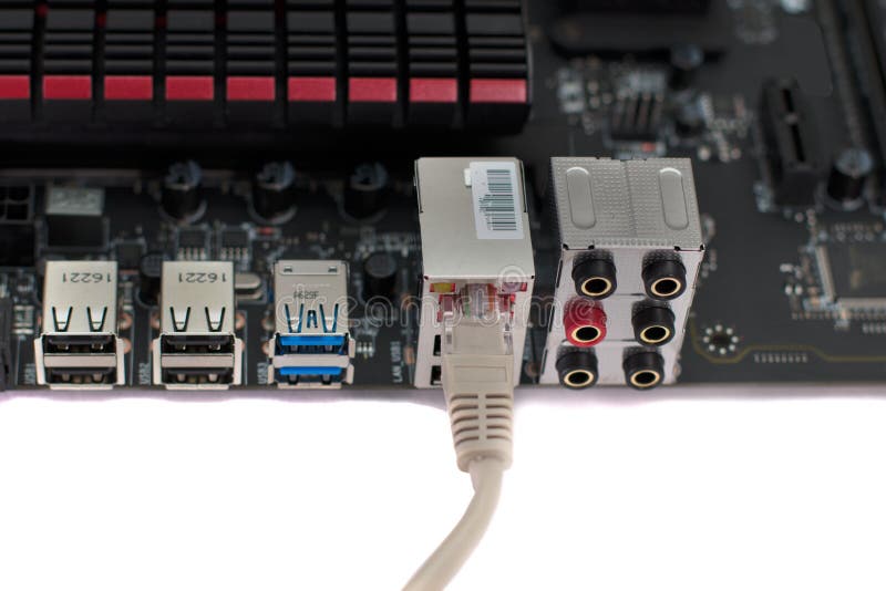 A Motherboard with a Network Cable Connected To it Stock Image - Image ...
