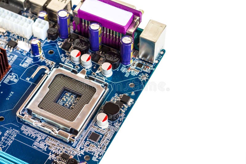 Computer Motherboard Port Connectors , Isolated on White Backgr Stock ...