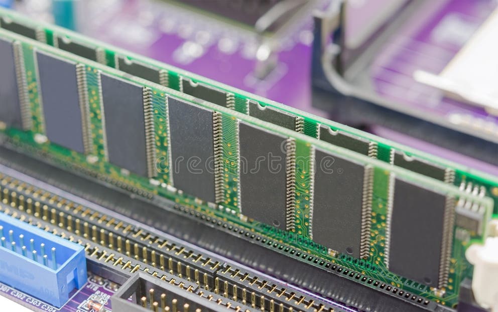 Motherboard and RAM memory stock photo. Image of component - 142429628