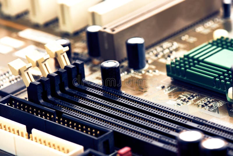 Motherboard RAM Sockets for Memory Chips Stock Foto - Image of ...
