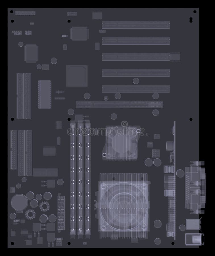Computer Motherboard Top View Stock Illustration - Illustration of ...