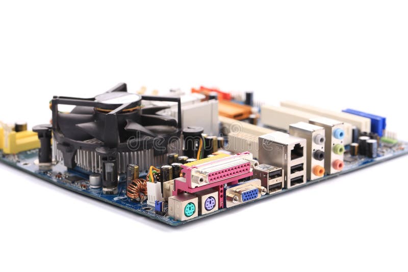Top view of motherboard. stock photo. Image of chip, motherboard - 38094412