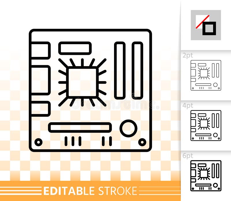 Computer Motherboard Simple Black Line Vector Icon Stock Vector ...