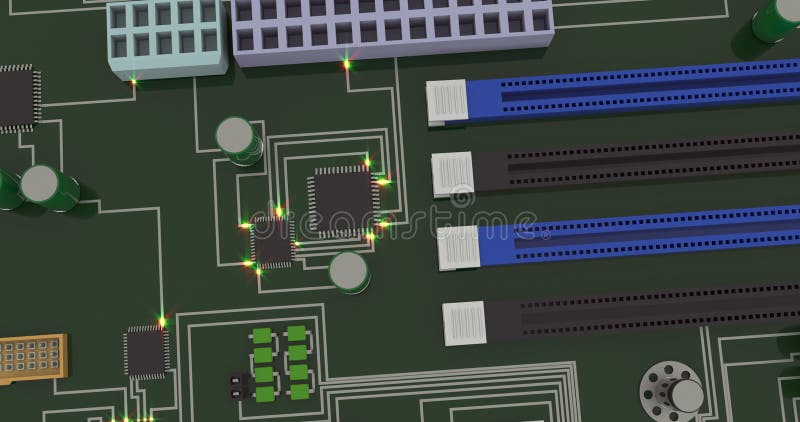 Motherboard Top View Realistic Footage Stock Video - Video of ...