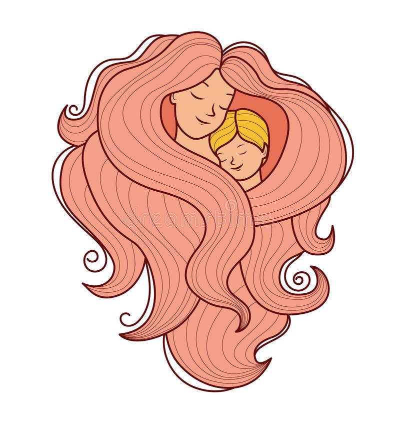 Mothers Day Concept Flat Style Vector Illustrartion Mother And Son