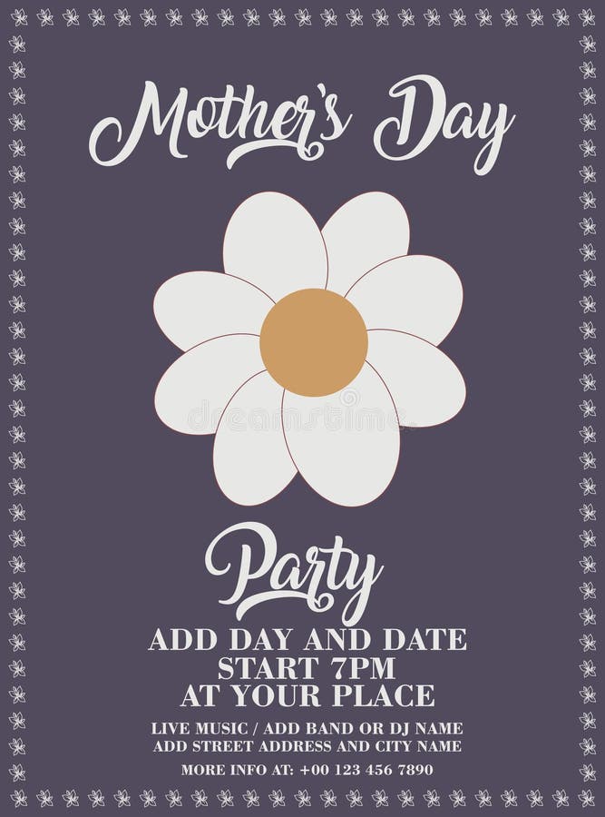 Mothers Day Party Poster Flyer Social Media Post Design Stock Vector