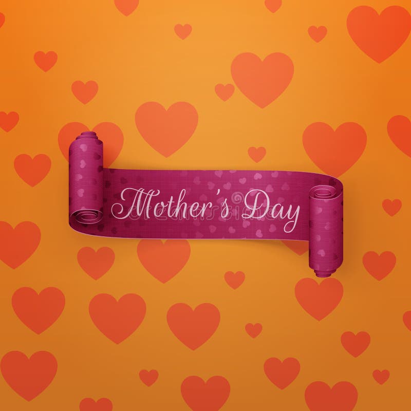 Mothers Day Text Ob Purple Greeting Scroll Ribbon Stock Vector ...