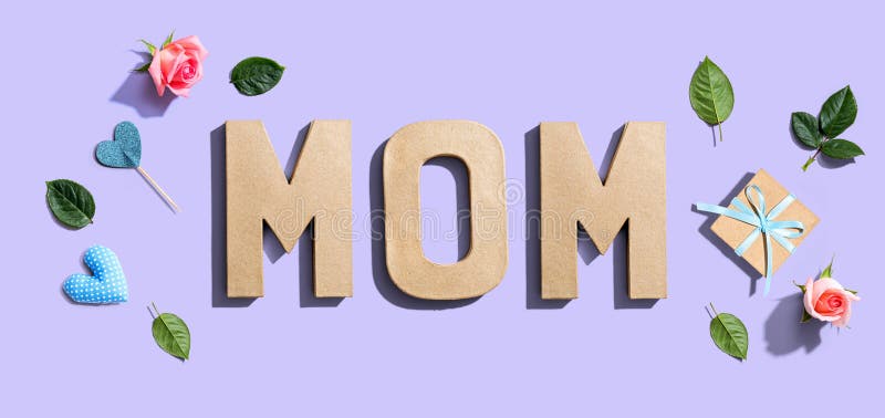 Mothers Day Theme with Pink Roses and Small Gift Box Stock Photo ...