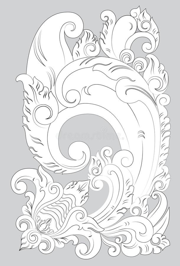 Motif Bali line art stock illustration. Illustration of daun - 116255086