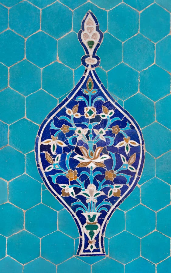 Islamic Mosaic Pattern with Blue Tiles Stock Image - Image of ...