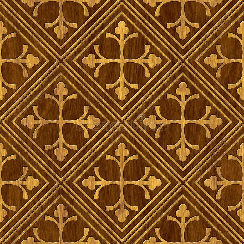 Carved Geometric Pattern on Wood Background Seamless Texture, Marquetry ...