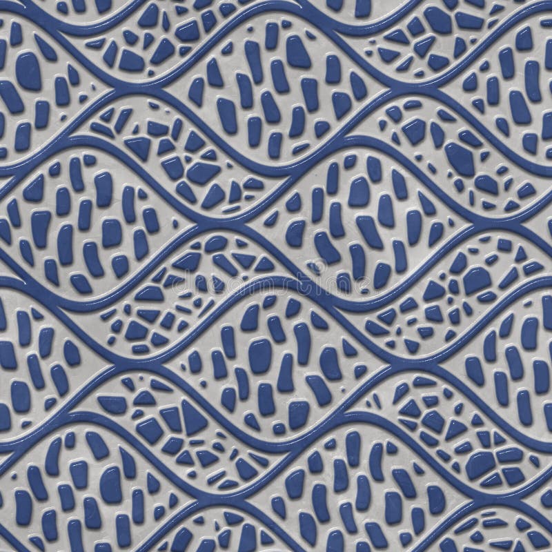 Waves Pattern on Ceramic Tile Seamless Texture, 3d Illustration Stock ...