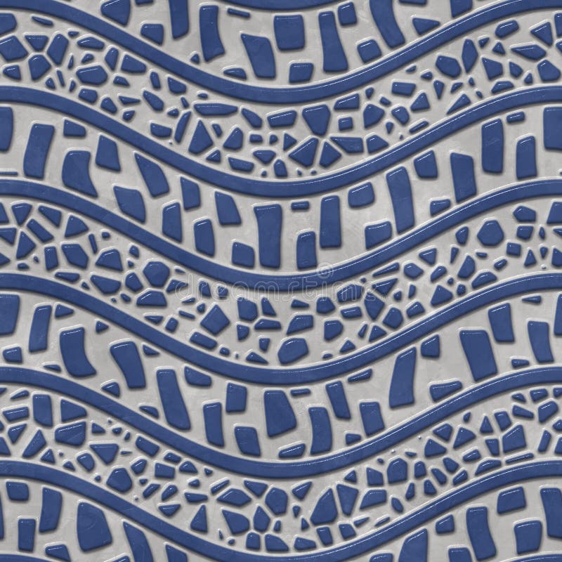 Waves Pattern on Ceramic Tile Seamless Texture, 3d Illustration Stock ...