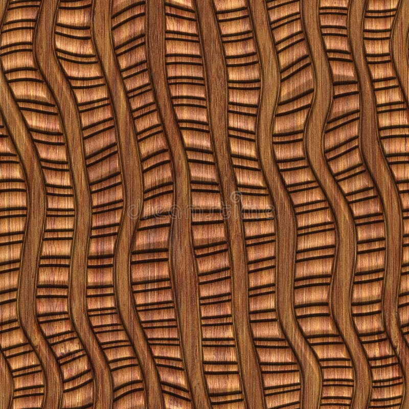 Carved Pattern on Wood Background Seamless Texture, 3d Illustration ...