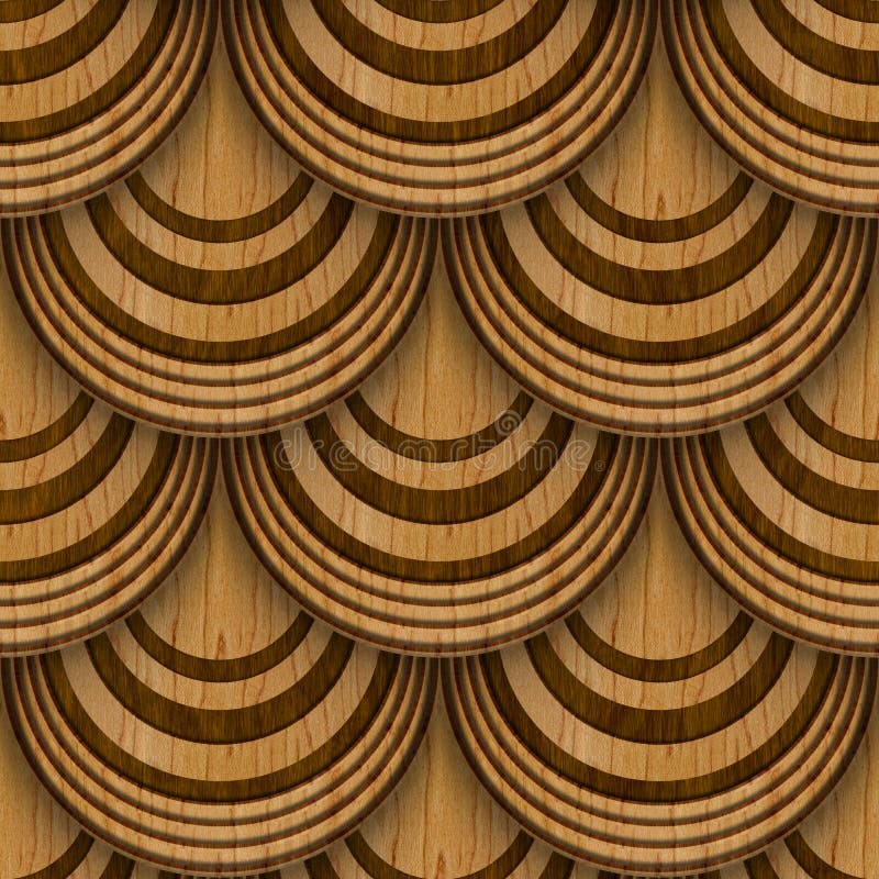 Scales Fish Pattern on Wood Background Seamless Texture, 3d ...