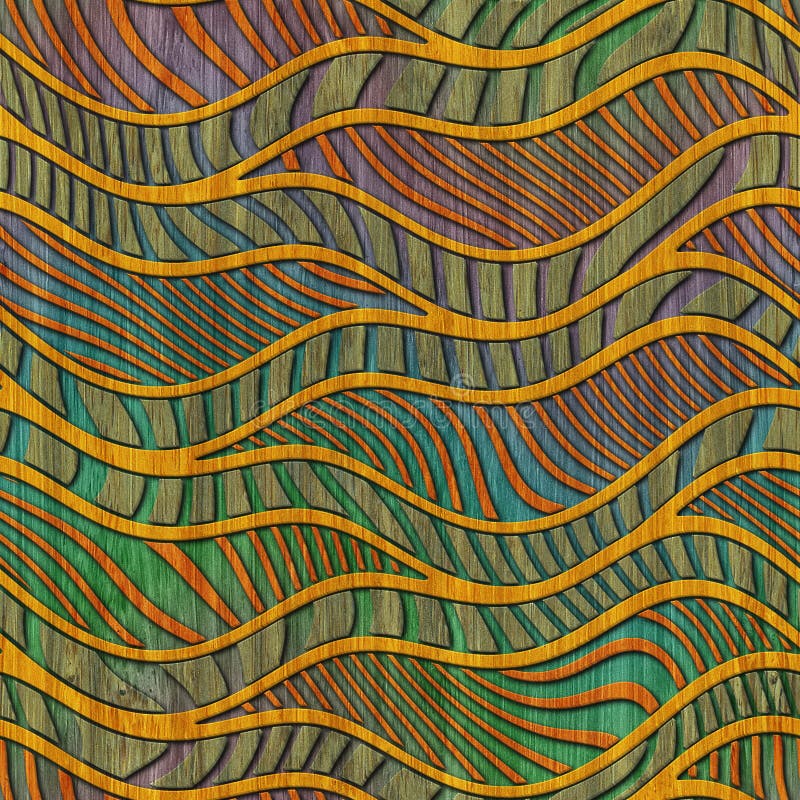 Color Wood Seamless Texture with Wave Pattern, 3d Illustration Stock ...