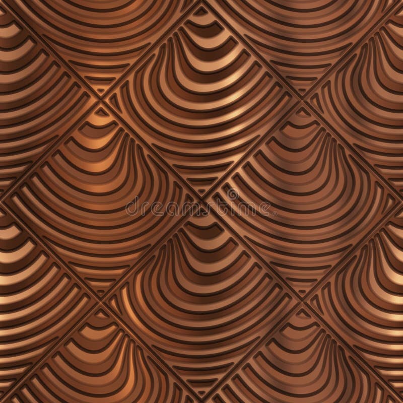 Copper Seamless Texture with Pattern, 3d Illustration Stock ...