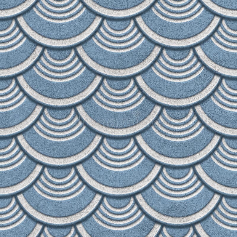 Plaster Wall with Scale Fish Pattern Seamless Texture, 3d Illustration ...