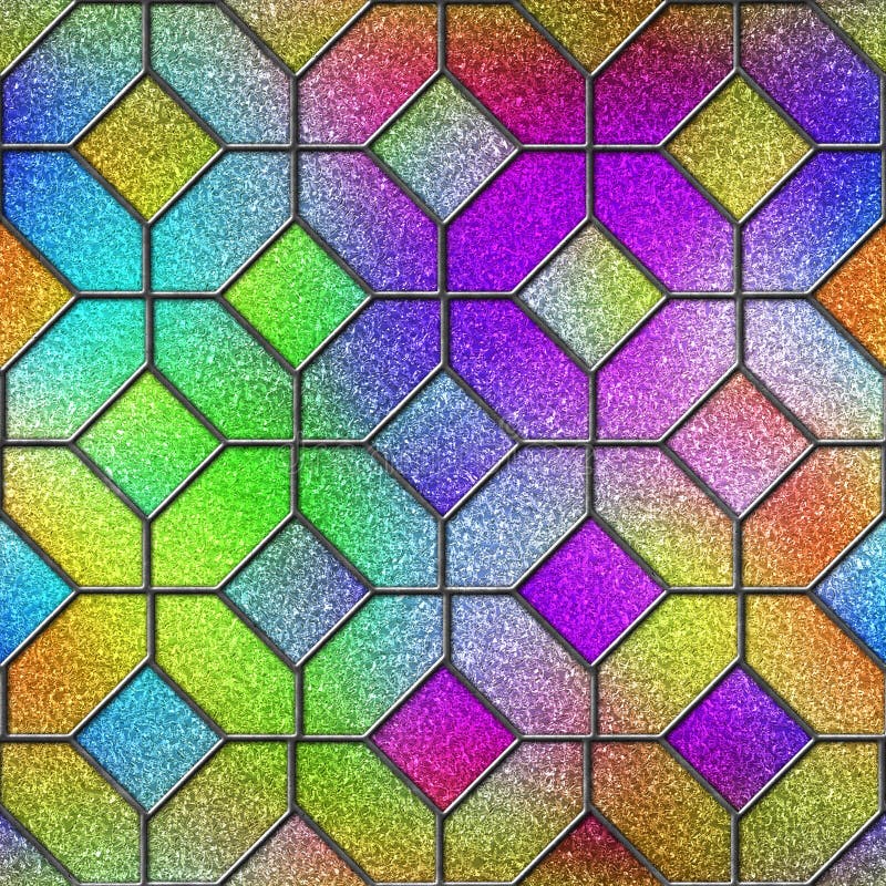 Stained Glass Seamless Texture with Geometric Square Pattern for Window ...
