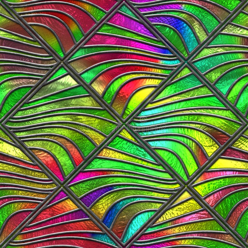 Stained Glass Seamless Texture with Geometric Pattern for Window ...