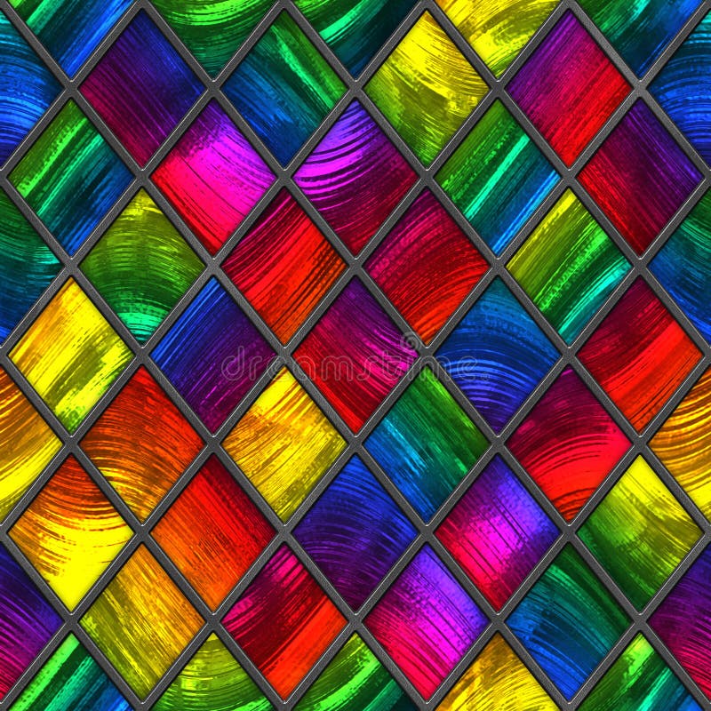 Stained Glass Seamless Texture with Geometric Pattern for Window ...