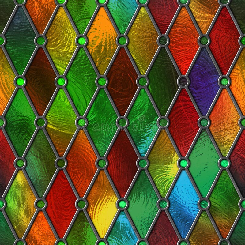 Stained Glass Seamless Texture with Pattern for Window, Colored Glass ...