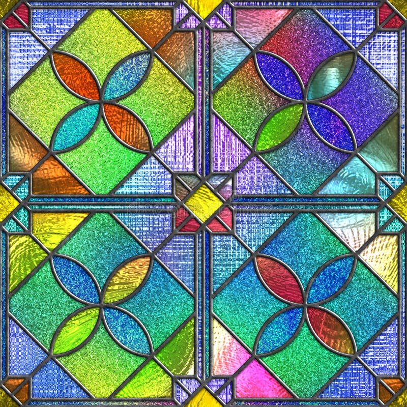Stained Glass Seamless Texture with Geometric Pattern for Window ...