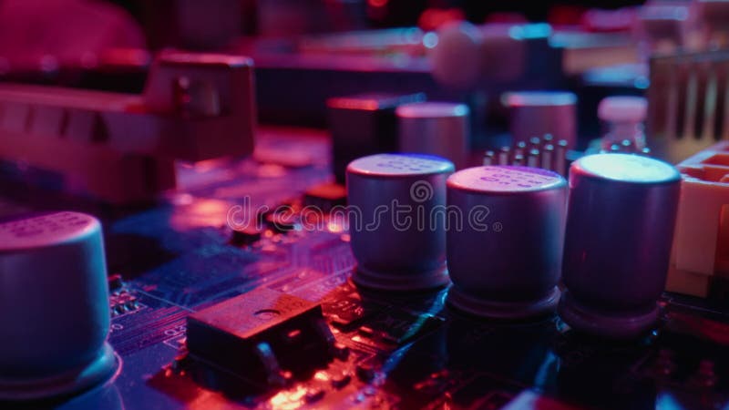 Motion Above Motherboard of Computer with Chips in Studio Stock Video ...