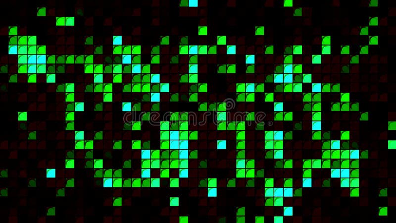 Motion Abstract Background with Green Pixels Flashing and Blinking on a ...