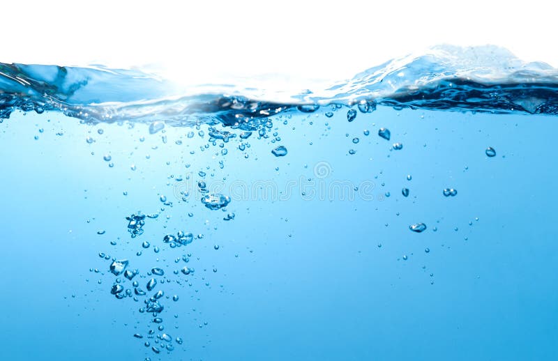 Motion of Air Bubbles Float Up Under Water. Water Wave, Blue Water ...