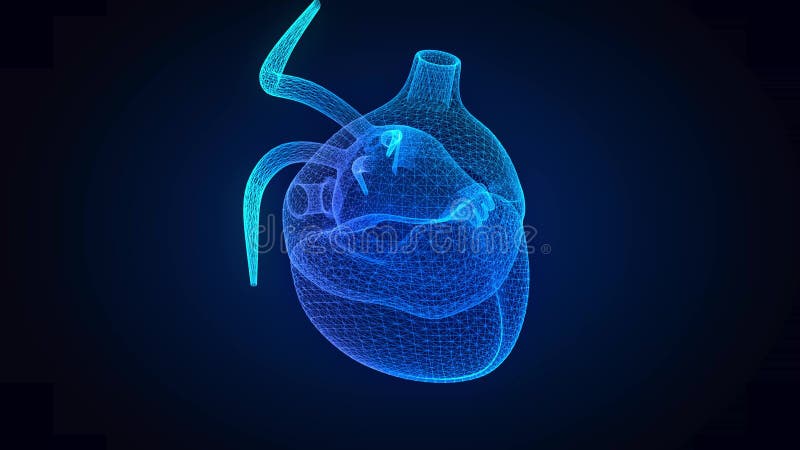 Motion Animation of Human Heart. Glowing Blue Line of Human Heart 3d ...