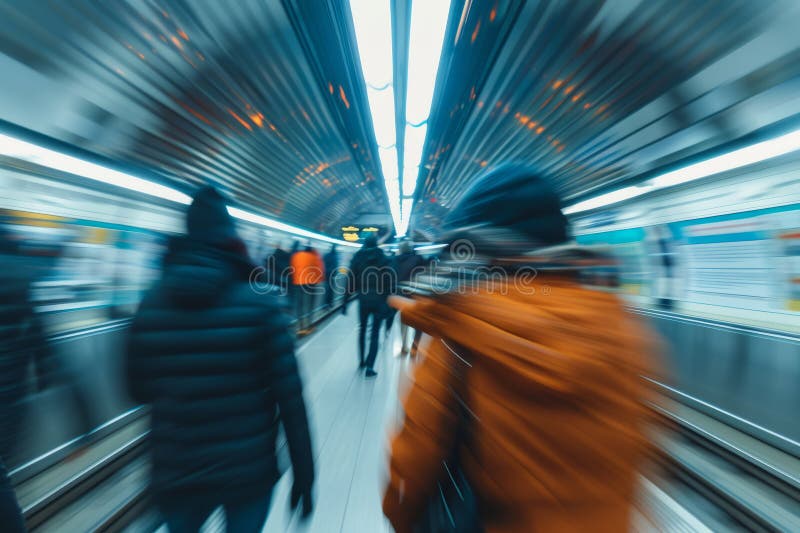 Motion Blur of Busy Subway Station with People Commuting Stock Image ...