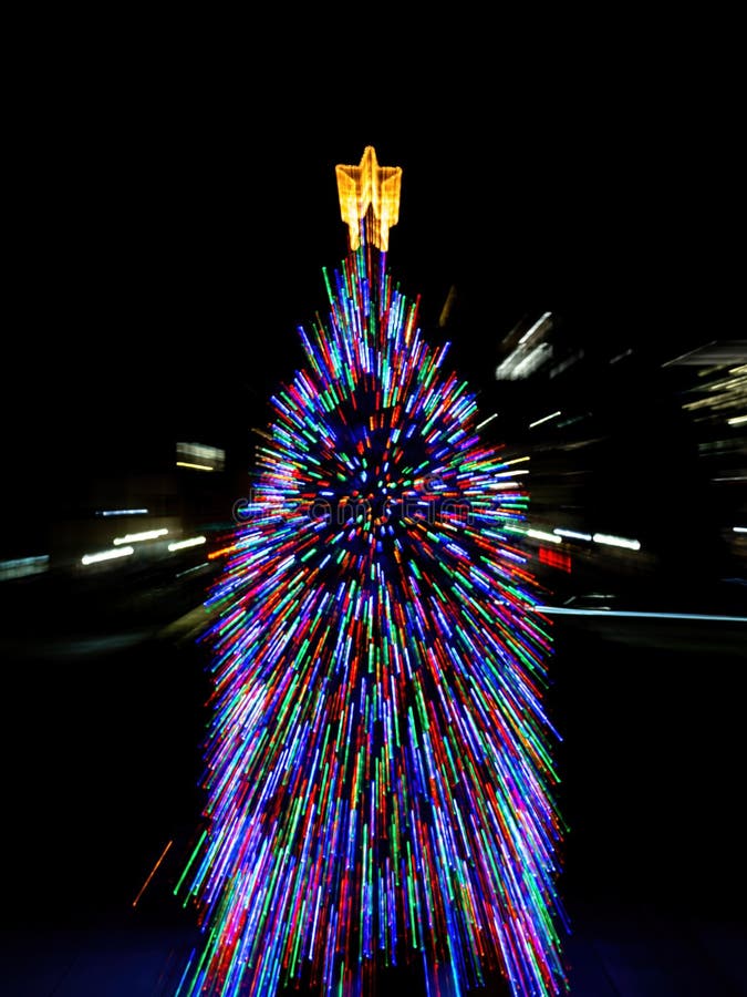 Motion Blur Christmas Tree with Star Stock Image - Image of colorful ...